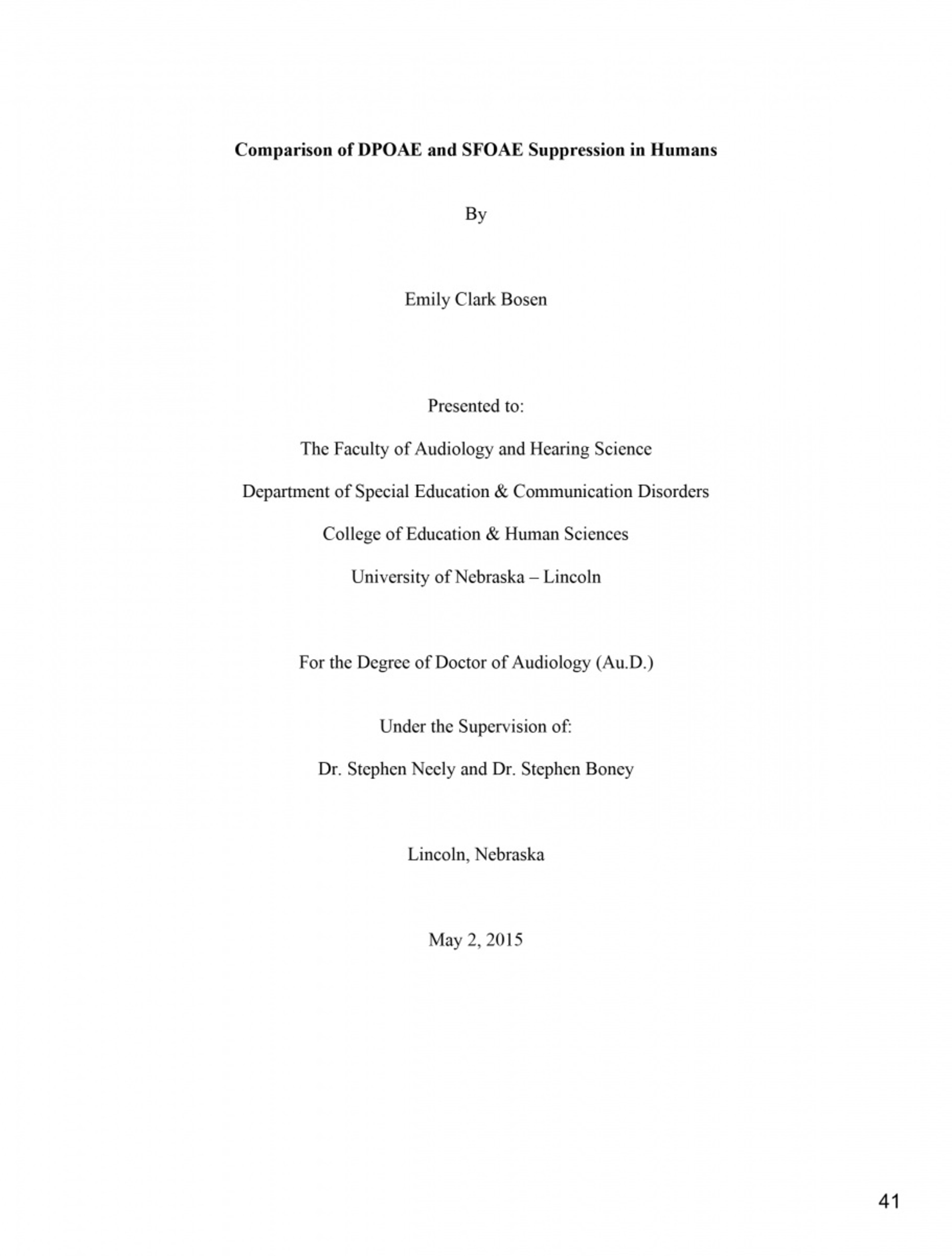 Appendix 3: Sample Title Page for Au.D. Capstone Project | Special ...