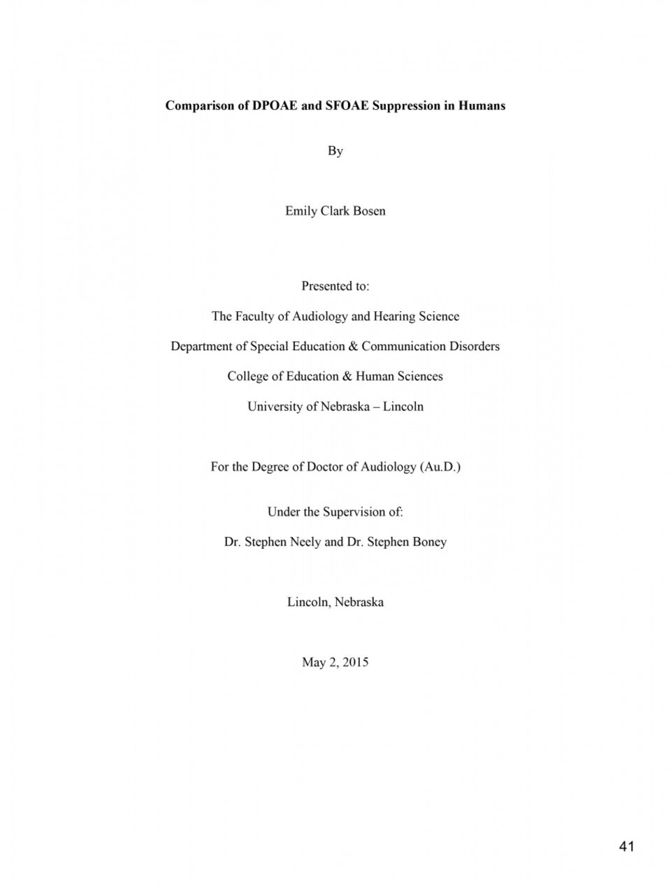 Appendix 3: Sample Title Page for Au.D. Capstone Project | Special ...